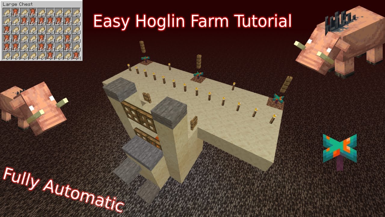 Simple Hoglin Farm Tutorial Minecraft 1.17 - YouTube