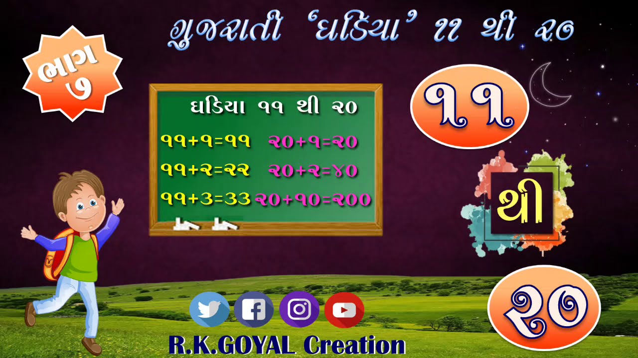 Gujarati 11 to 20 Ghadiya | ગુજરાતી ઘડિયા ૧૧ થી ૨૦ - YouTube
