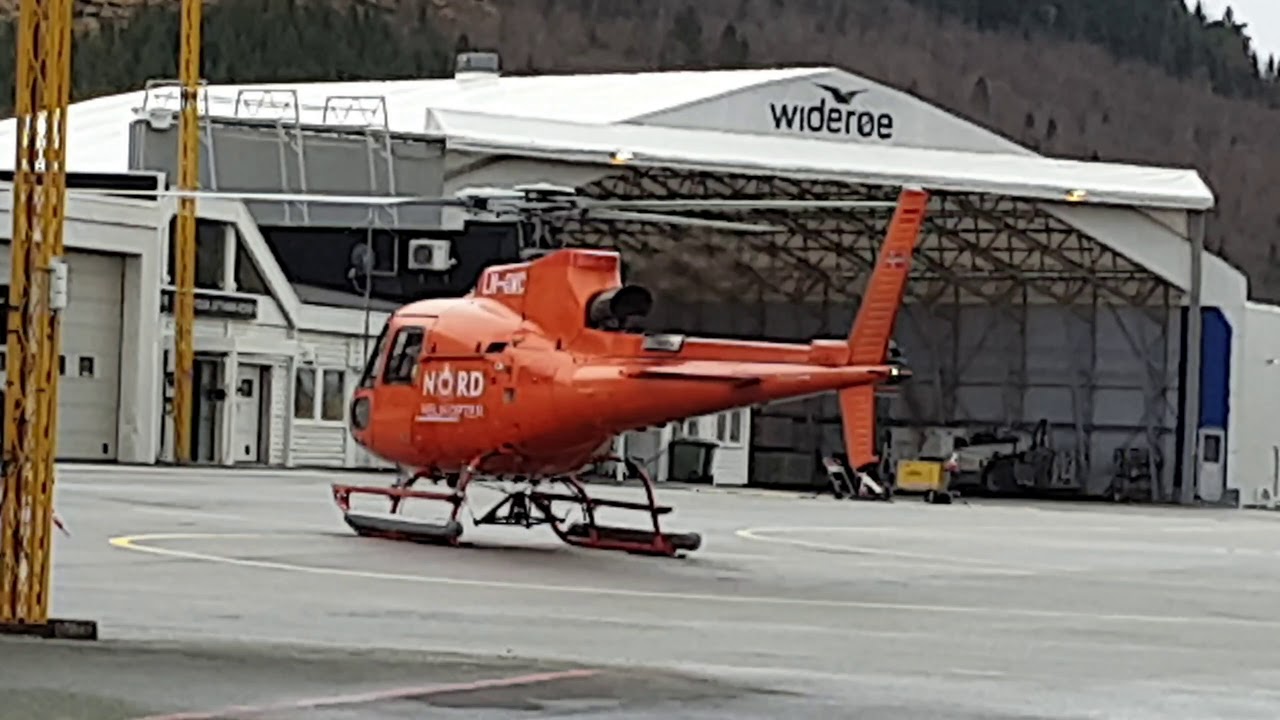 Helikopter Nord lander og tar av fra Ørsta Volda Lufthavn 10 Februar ...