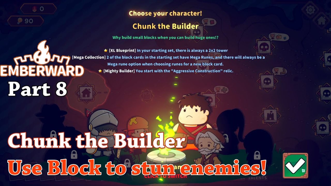 Emberward - Part 8 - Chunk the Builder Use Block to stun enemies! - YouTube