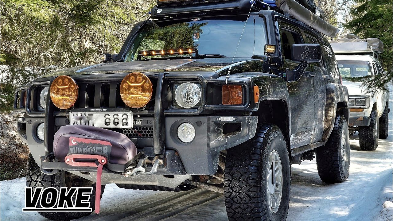 Spring Overlanding Sweden. Hummer H3 and Toyota Land Cruiser. Mud and ...
