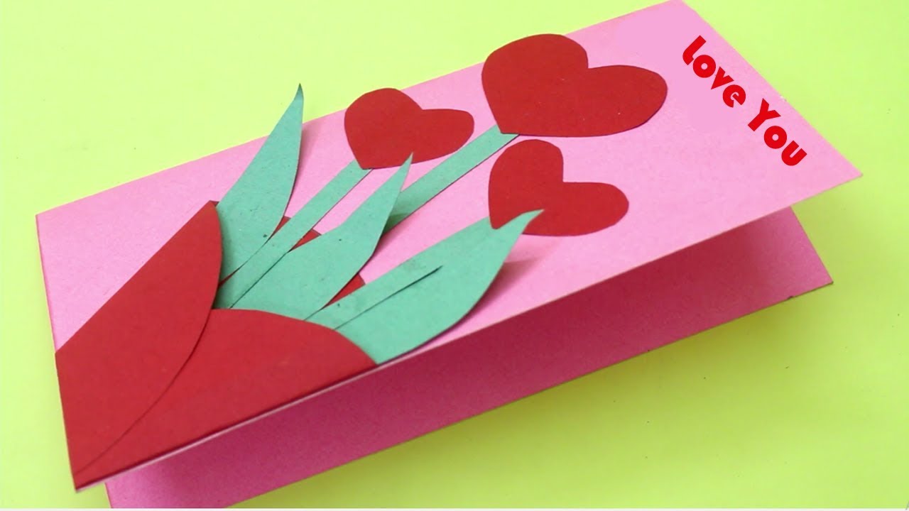 DIY 3D flower POP UP Card - Heart Flower Card | Special Love Card For ...