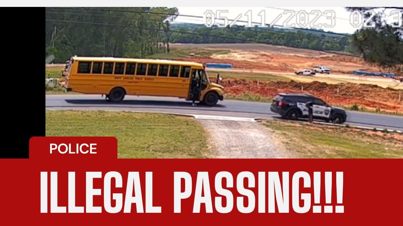 Police Car Illegally Passes Stopped School Bus - YouTube