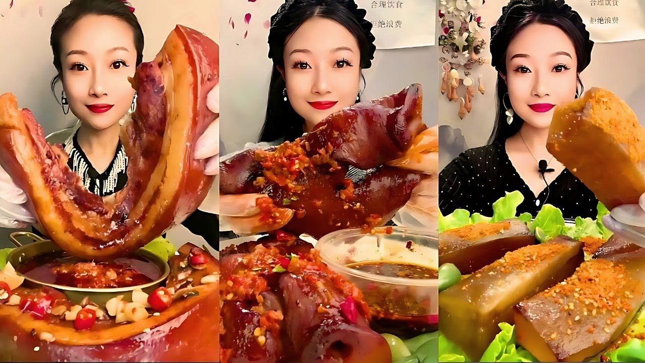 Braised Pork Belly Mukbang | 매운삼겹살 먹방 모음 | 돼지갈비, 돼지막창 | 돼지껍질 먹방 | 중국돼지 ...