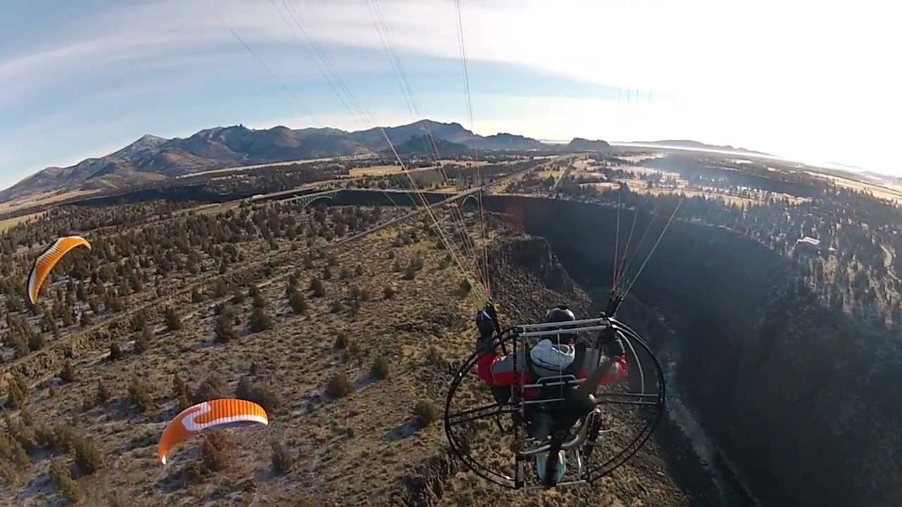 Powered Paragliding Crooked River and Flying Bridges with Friends - YouTube