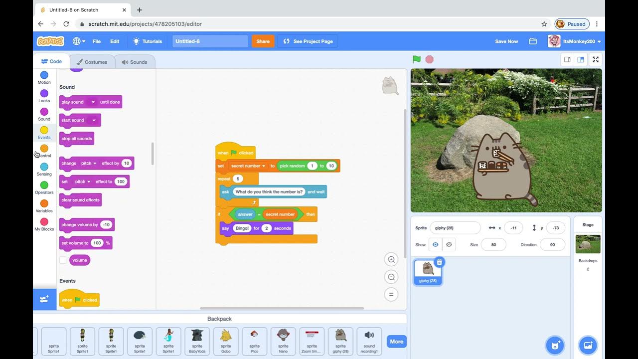 How to make a guess the number game in scratch - YouTube