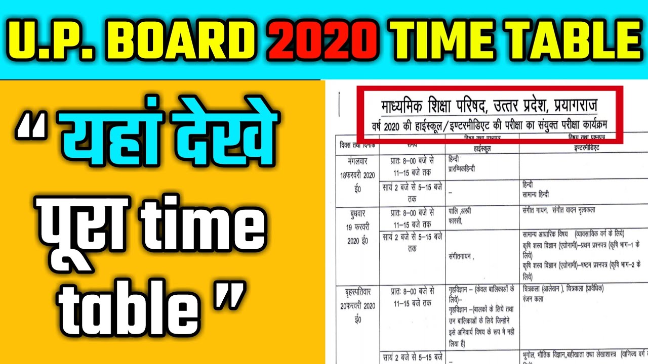 UP Board 2020 का पूरा time table | how to download UP board 2020 time ...
