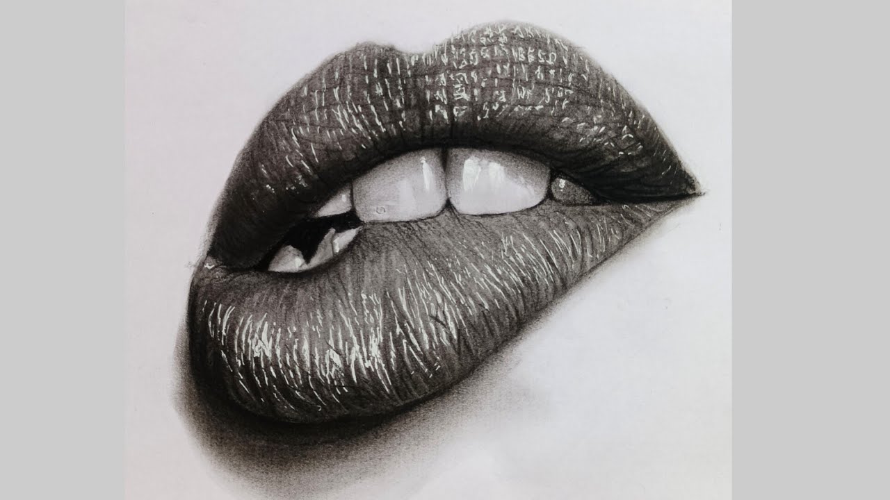 how to draw hyper realistic lips using charcoal pencil _ face drawing ...