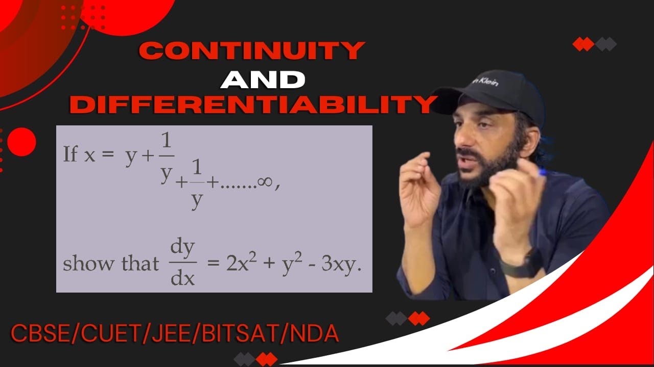 Derivative of infinite series | x = y+1/y+1/y … | jee | cbse | CUET ...