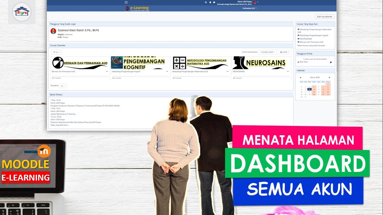 Bagaimana Menata Tata Letak Dashboard Semua Akun Moodle E-Learning ? - YouTube