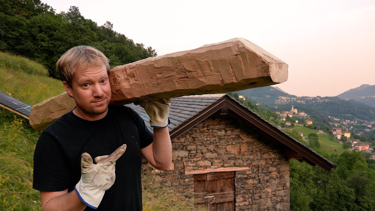 From Tree to Beam. Hand Hewing Beams for our Homestead in Northern ...