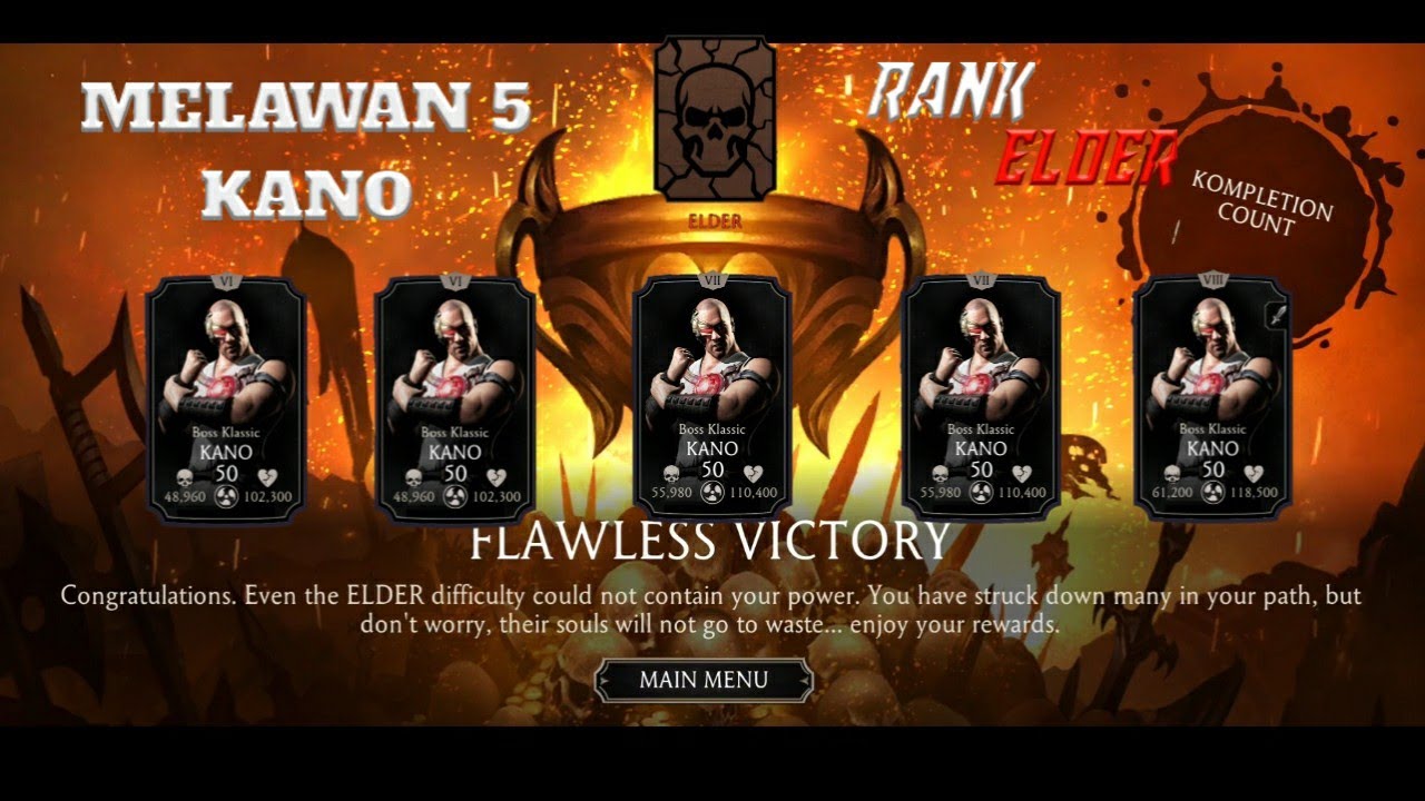 Melawan 5 Bos Kano Rank Elder | Mortal Kombat Mobile - YouTube