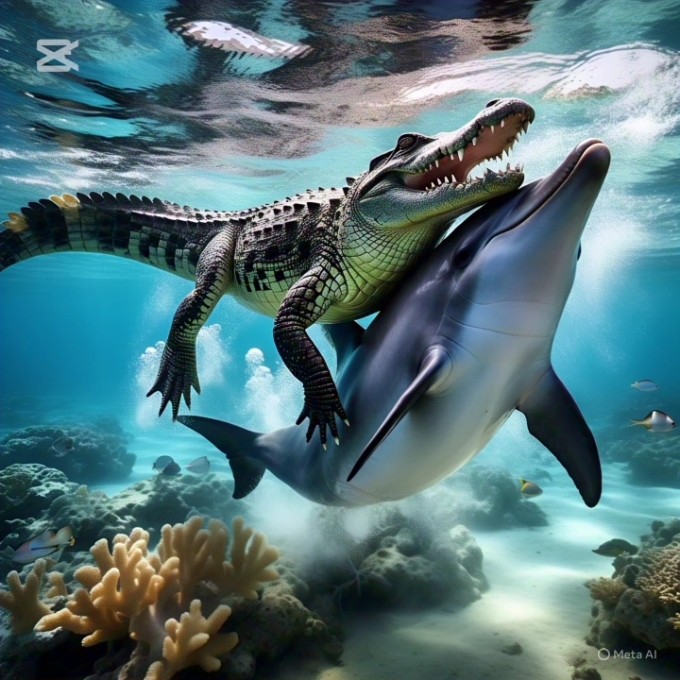 Dolphin and crocodile fight - YouTube