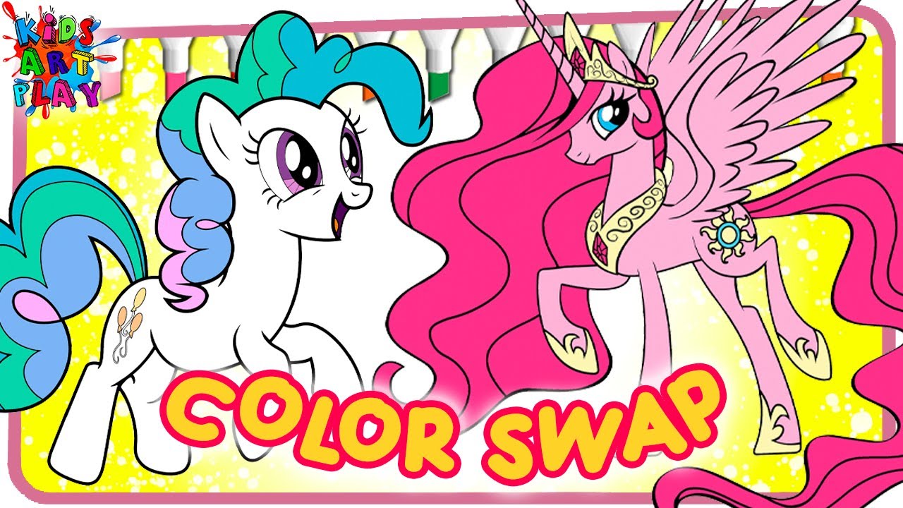 My Little Pony Celestia And Pinkie Pie COLOR SWAP Coloring Pages How To ...