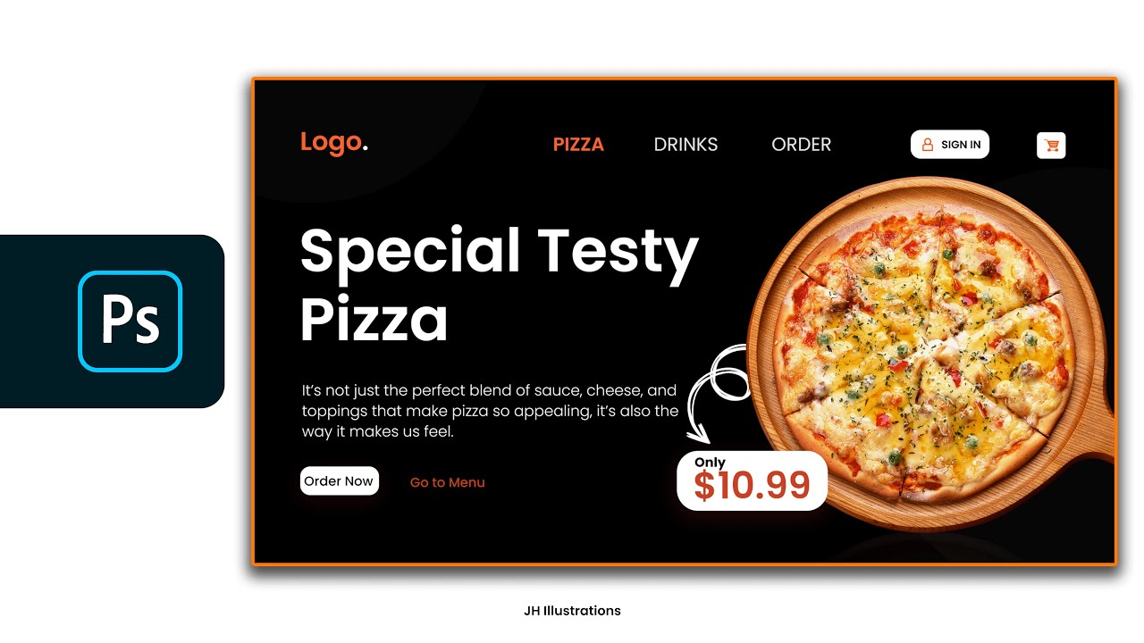 Create Fast Food Website Design in Photoshop Easily! Photoshop Tutorial ...