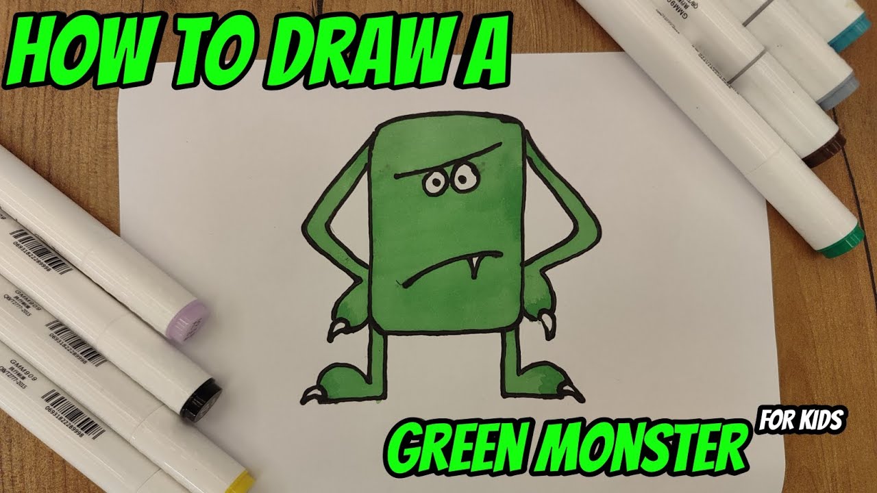 How to draw a green monster - YouTube