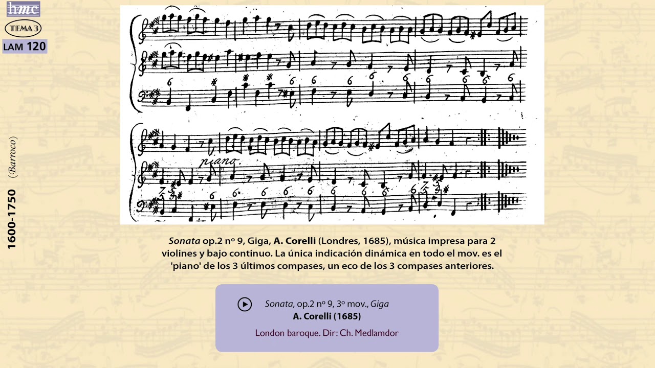 LAM 120 Sonata (op.2, nº 9, Giga), A. Corelli, Barroco - YouTube