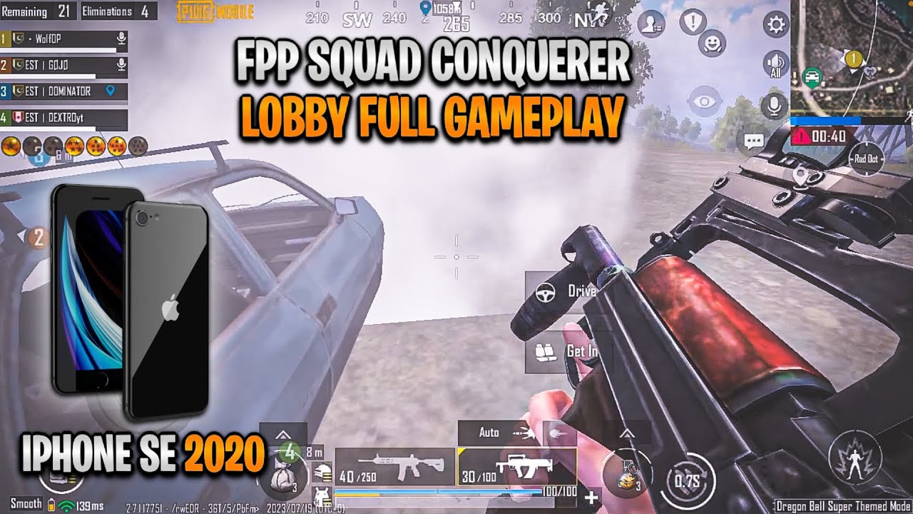 IPHONE SE 2020 FPP SQUAD CONQUERER LOBBY GAMEPLAY | IPHONE SE PUBG TEST ...