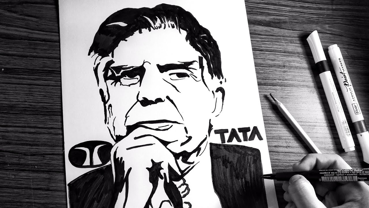 A TRIBUTE TO SIR RATAN TATA ️, Ratan Tata drawing - YouTube
