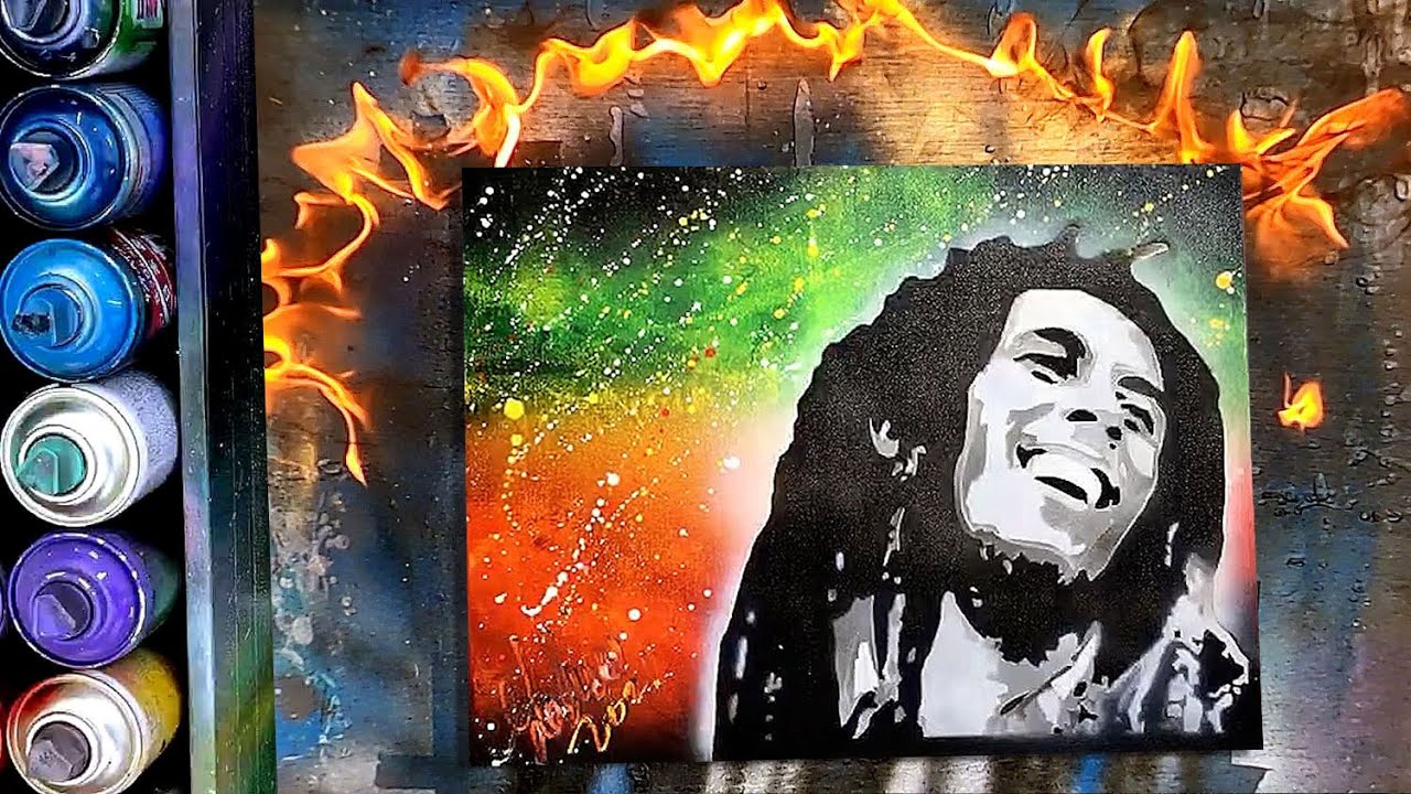 Bob Marley: portrait with spray by Spray Art Eden - YouTube Music