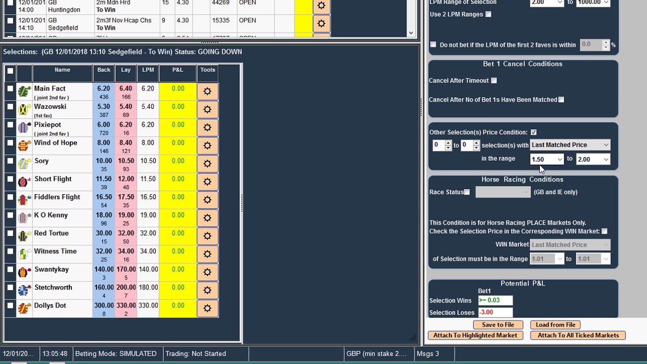 Betextrader Introduction - Betfair Horse Racing Trade Example - YouTube