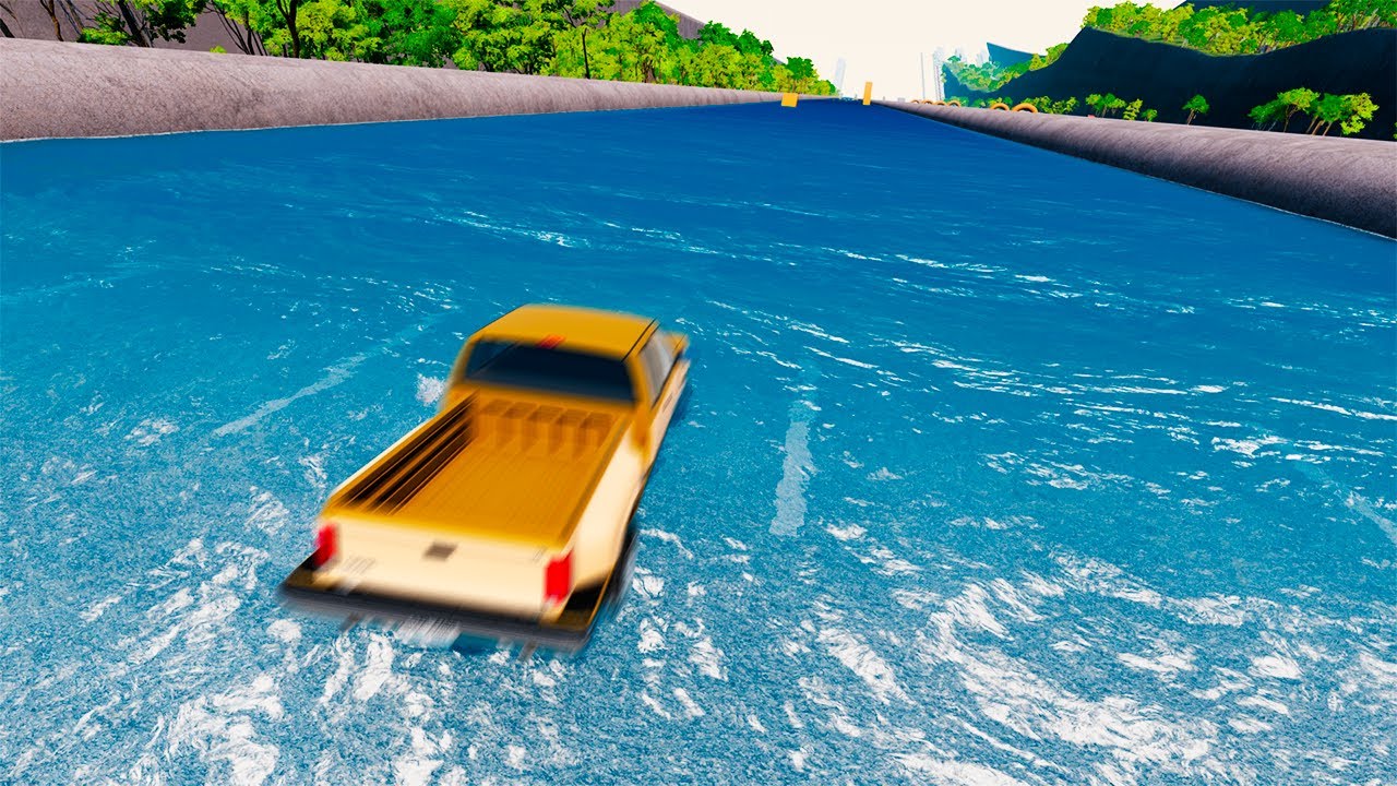 Cars vs Water slide BeamNG.Drive - YouTube