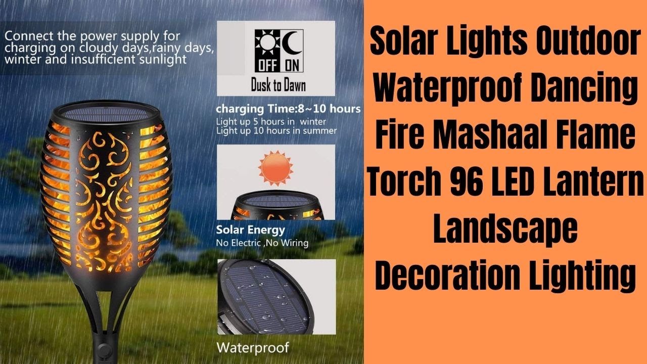 XERGY Solar Lights Outdoor Waterproof Dancing Fire Mashaal Flame Torch ...