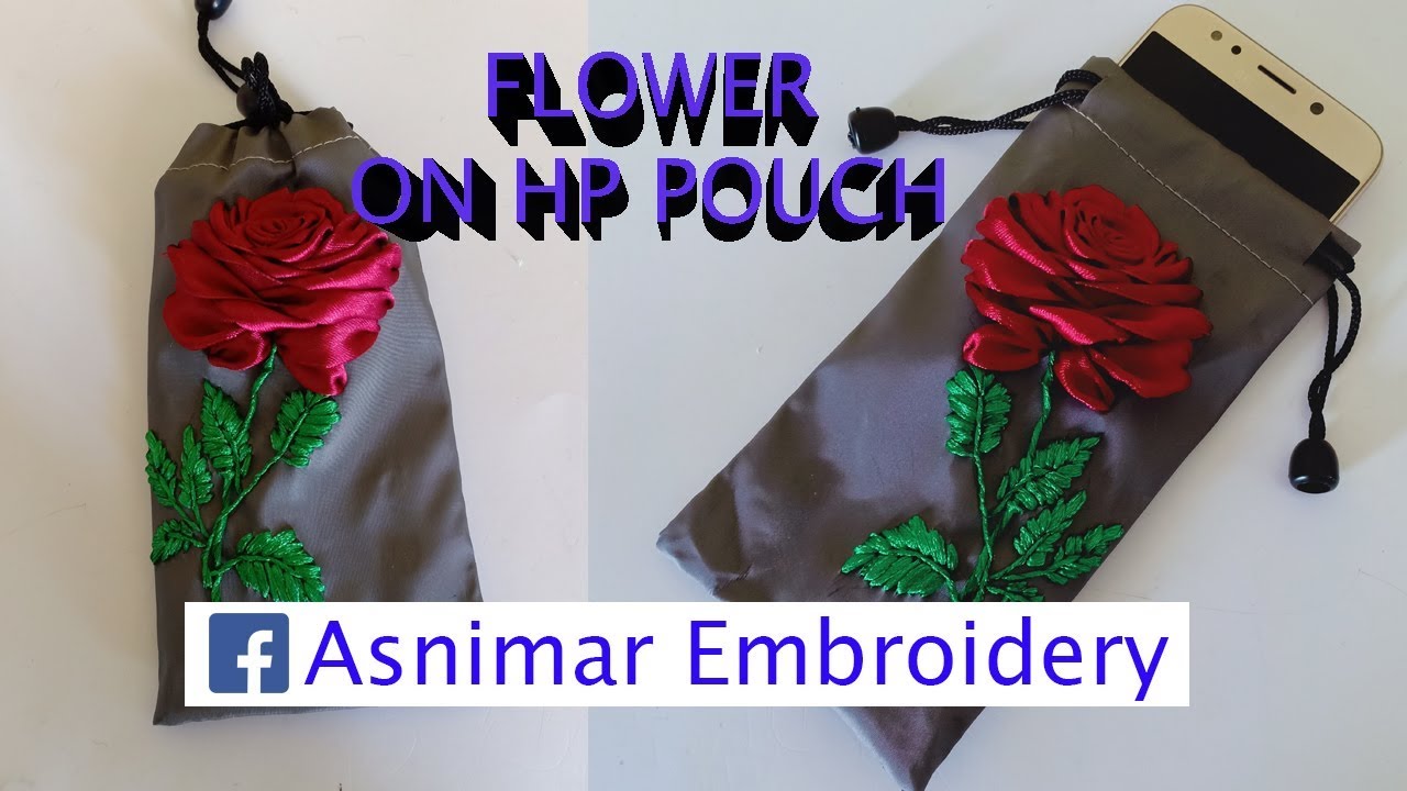 Embroidery Design - Flower on HP Pouch - YouTube