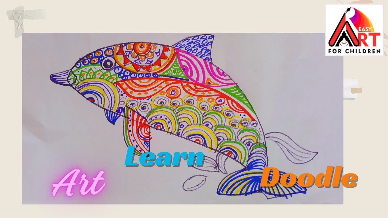 DOLPHIN DOODLE ART I EASY STEP BY STEP DRAWING - YouTube