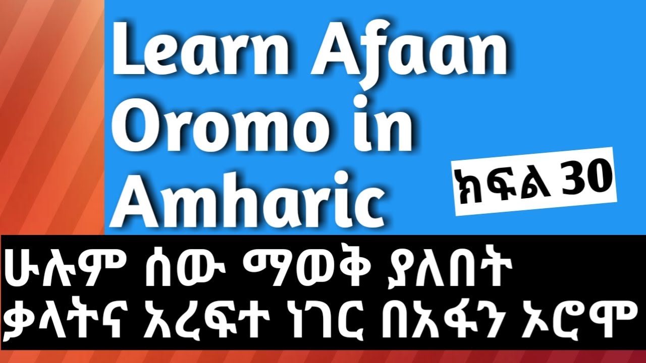 🔴ማወቅ ያለባችሁ የአፋን ኦሮሞ ቃላትና አረፍተ ነገር,Common phrase in #Afaan_Oromo|learn ...