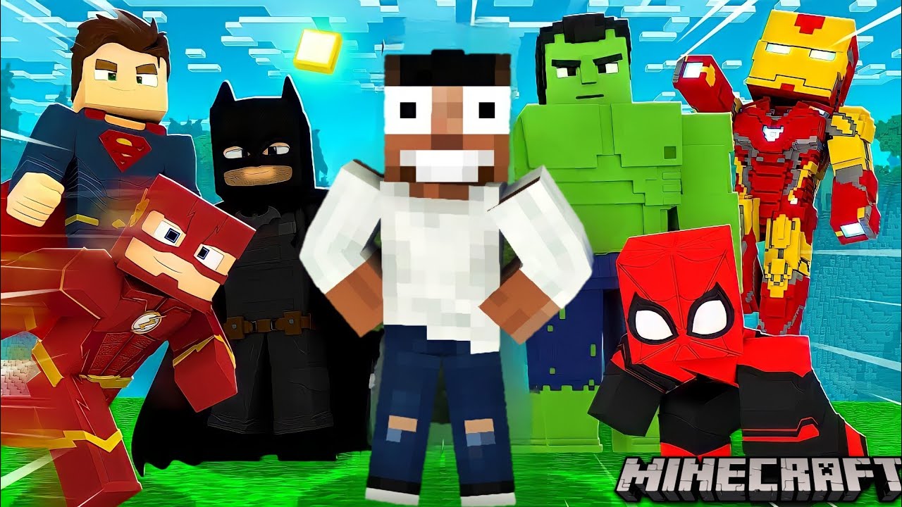 Minecraft but there are Super Heroes || Marvel and DC || Minecraft Mods ...