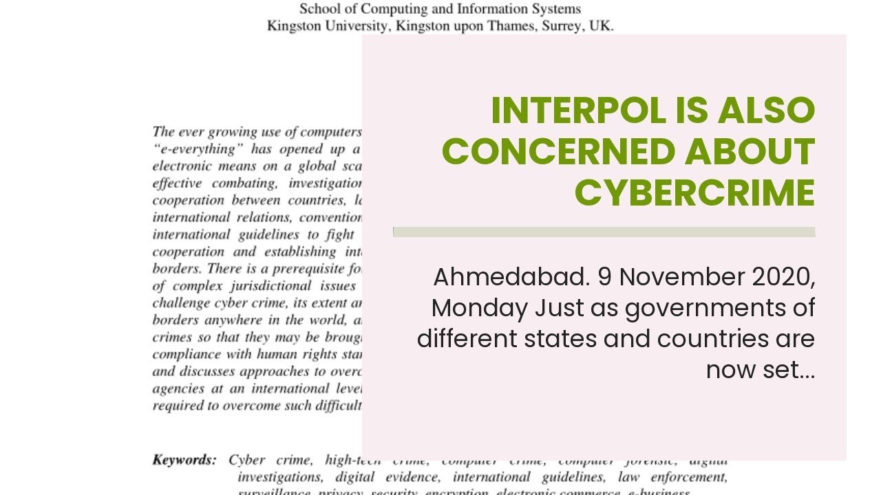 Interpol is also concerned about cybercrime - YouTube