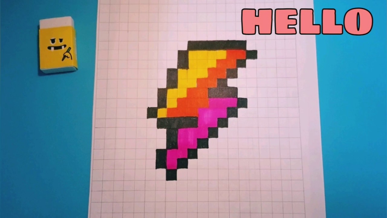 How To Draw Rainbow Lightning easy - pixel art - Step by Step. # ...