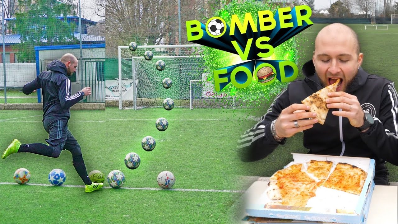 BOMBER VS FOOD - Ad ogni CROSSBAR un PEZZO di PIZZA 🍕 | Rischio 🤮 - YouTube