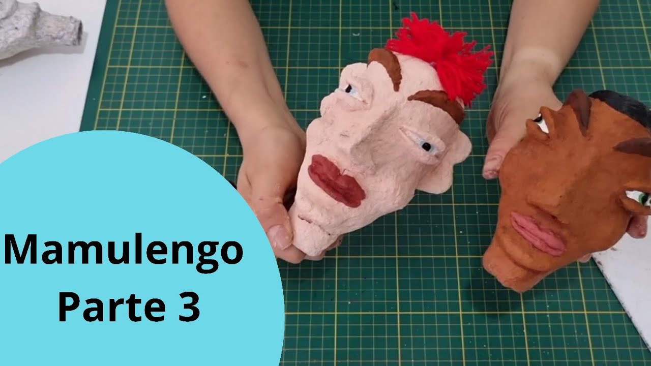 [TUTORIAL] AULA 03 - Mamulengo #03 Boneco de luva| Pintura e cabelo # ...