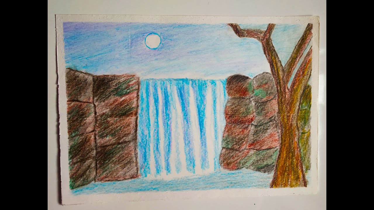 Beautiful Fountain by Pencil Colors - YouTube