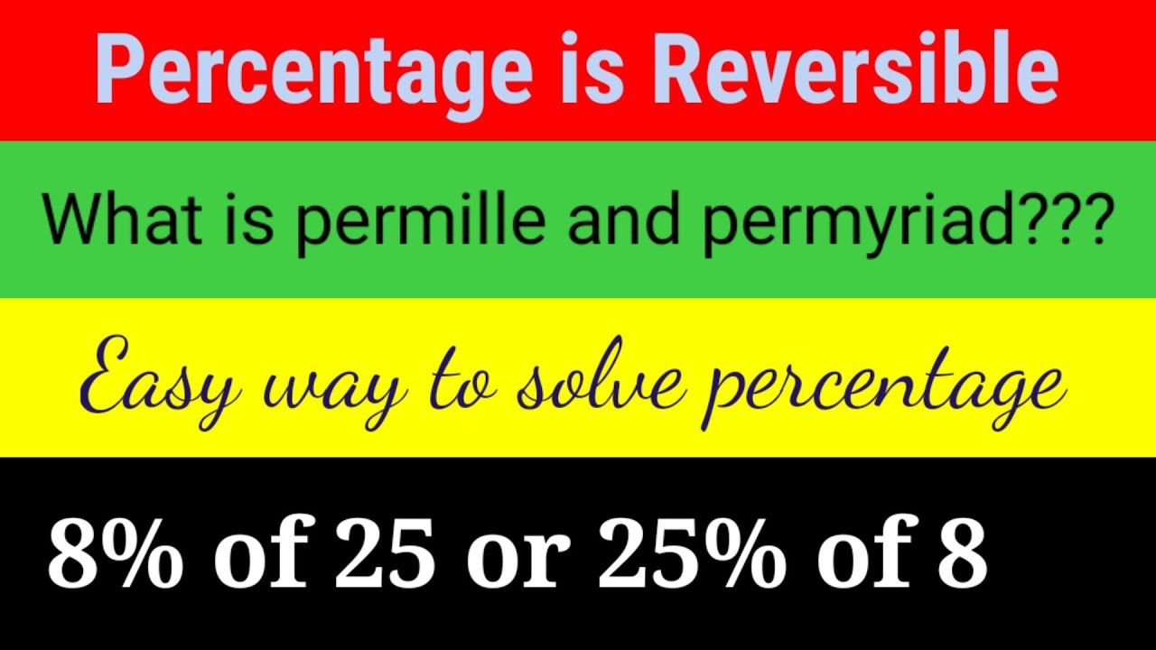 Percentage is reversible|| what is permille and permyriad|| easy way to ...