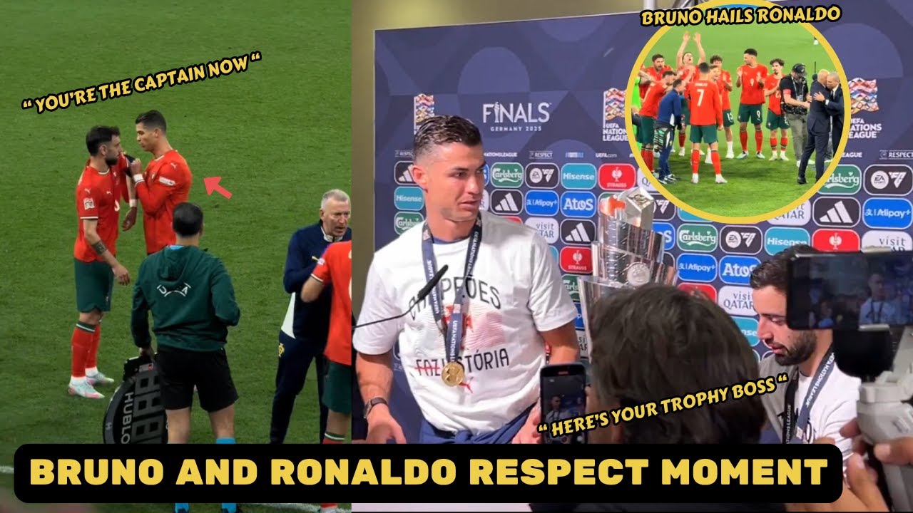 Moment of Bruno Fernandes and Cristiano Ronaldo showing respect to each ...