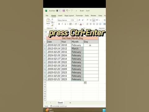 Excel tricks get year, month, day | #excel #technology #newvideo - YouTube