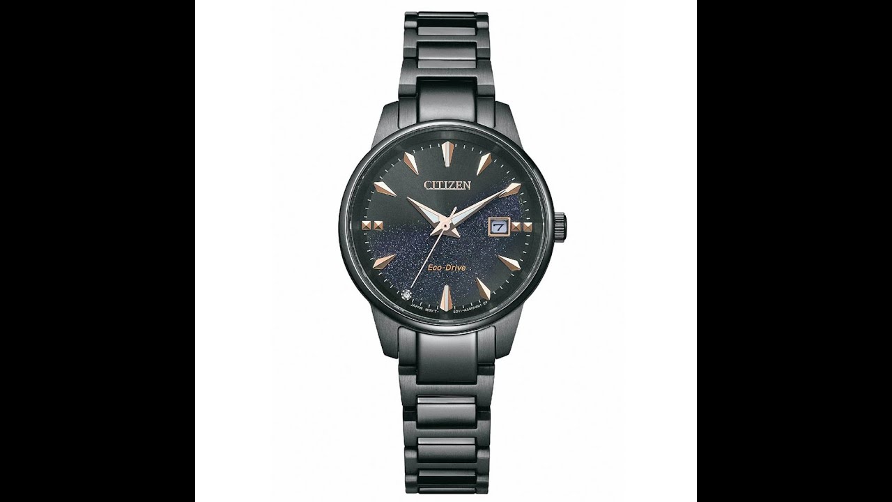 【CITIZEN】Eco-Drive 亞洲限定款 銀河女神光動能不鏽鋼腕錶/黑x銀河黑面 EW2595-81E - YouTube
