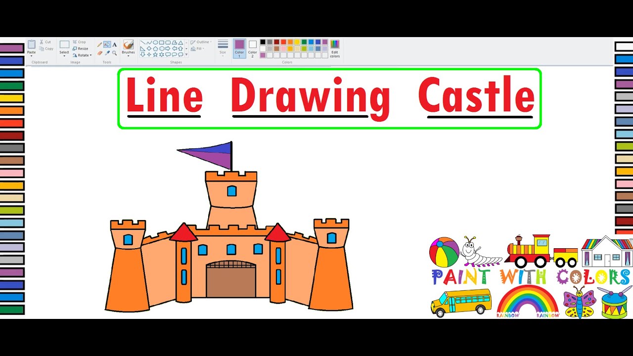 Line Drawing Castle - How To Draw A Easy Castle Step By Step - Draw In ...
