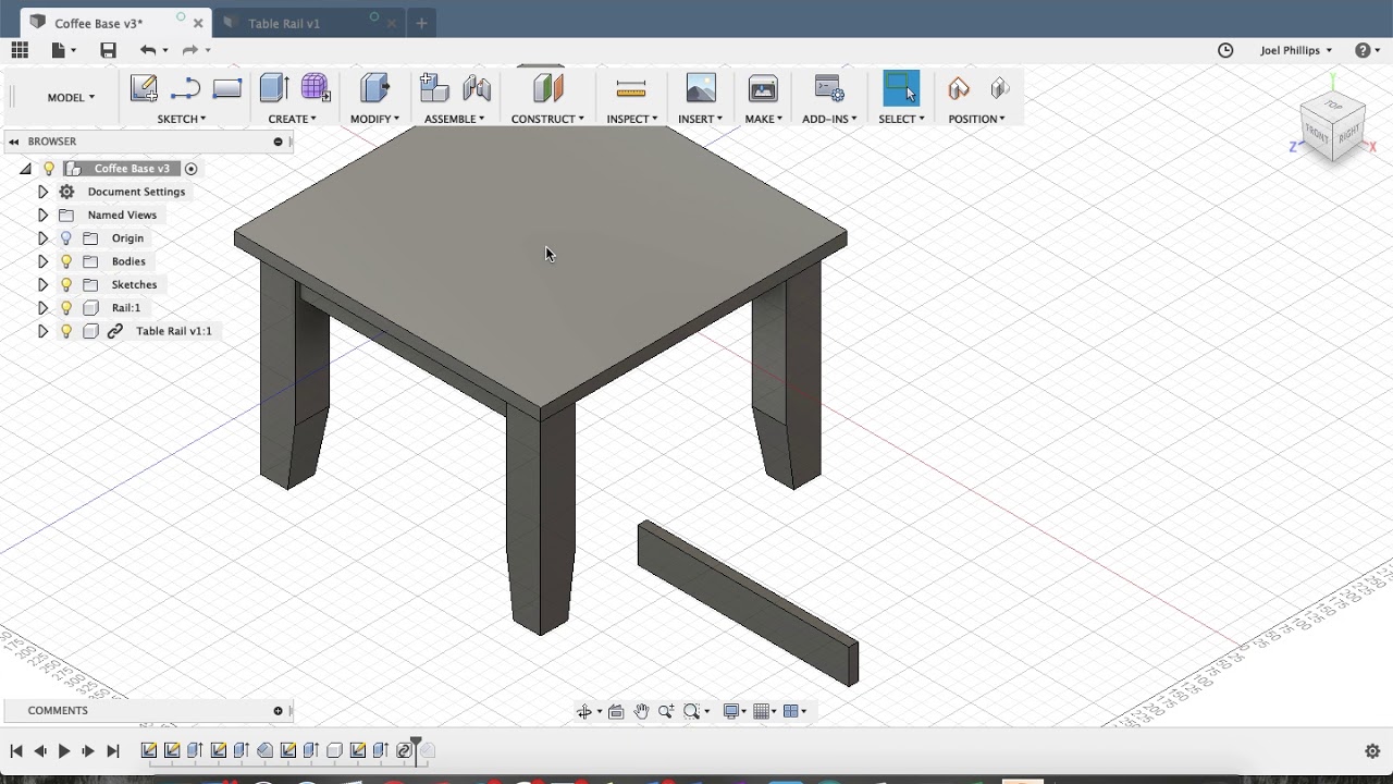 Fusion 360 Coffee Table Rail - YouTube