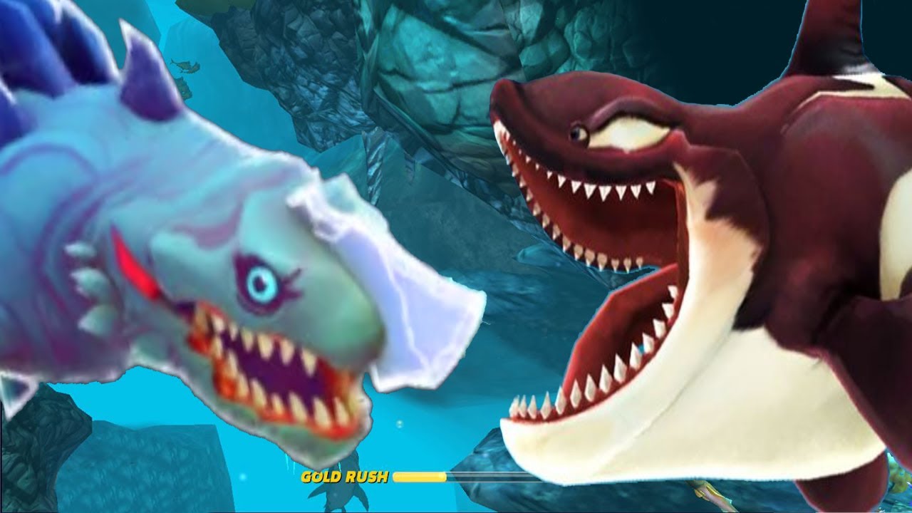 Hungry Shark World vs Evolution - LUMINITE NARRALLICLYUS vs KILLER ...