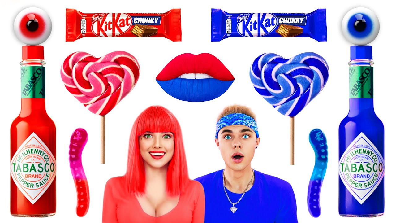 Red Food VS Blue Food Challenge | Tasty Battle One Color Food 24 Hours ...