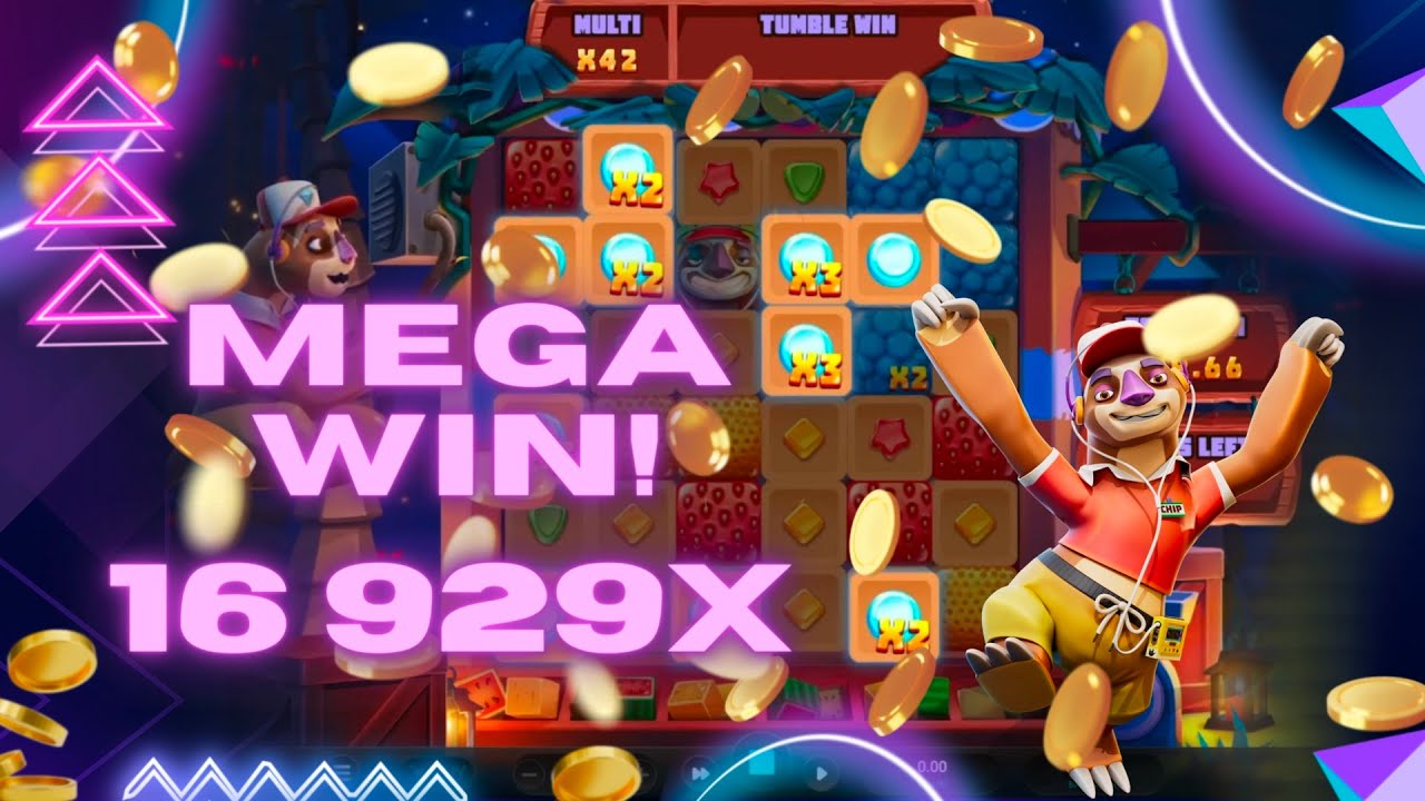 MEGA WIN 16,929 X BET ON SLOTH TUMBLE SLOT BY RELAX GAMING - YouTube