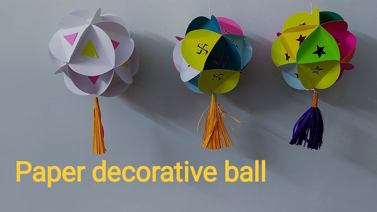 "How to make paper decorative ball"(Easy activity) પેપર નો ડેકોરેટિવ ...