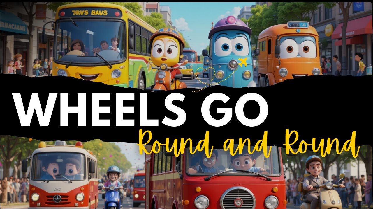 🚙 Wheels Go Round and Round | Fun Transportation Song for Kids 🚒🚴‍♀️🚌 ...