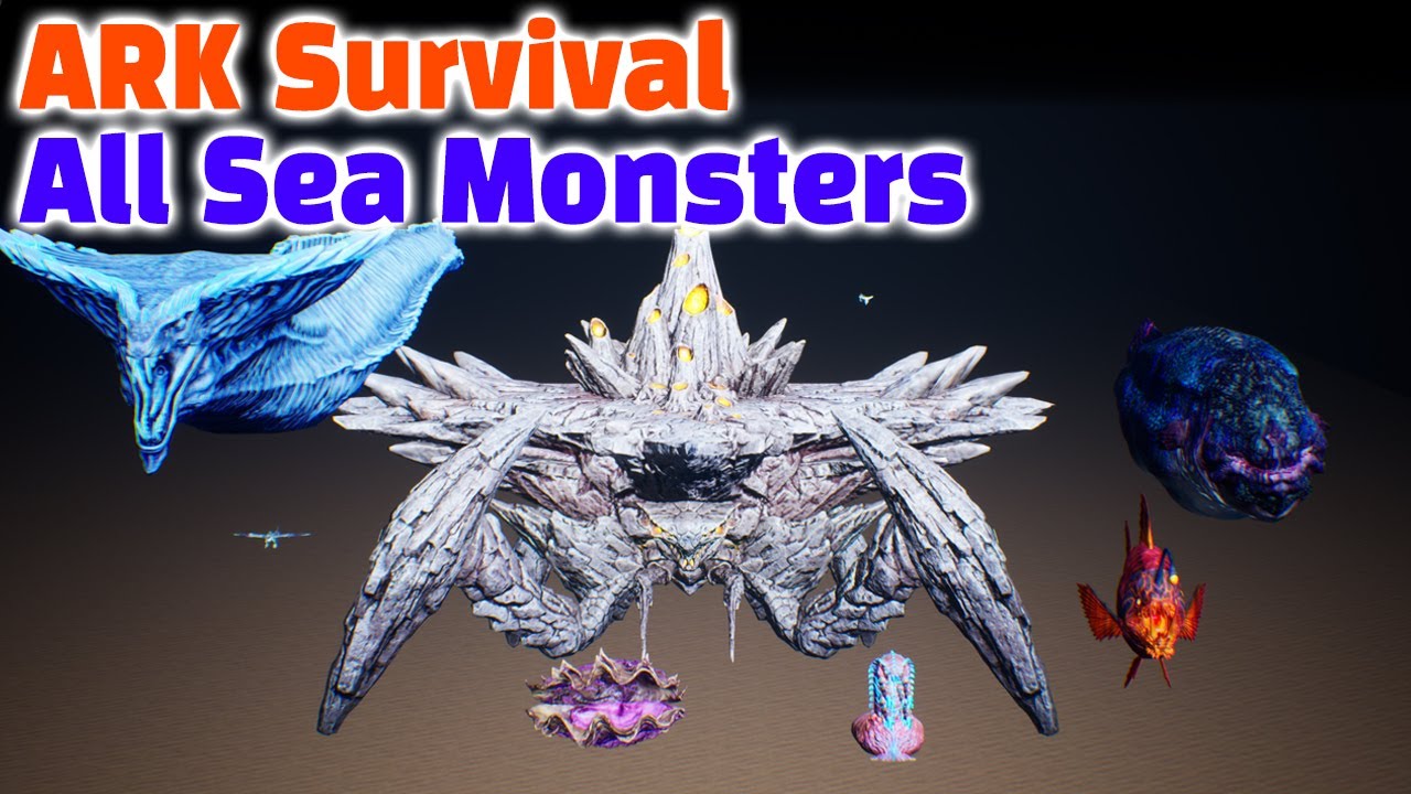 Ark All Sea Monsters Size Comparison - YouTube