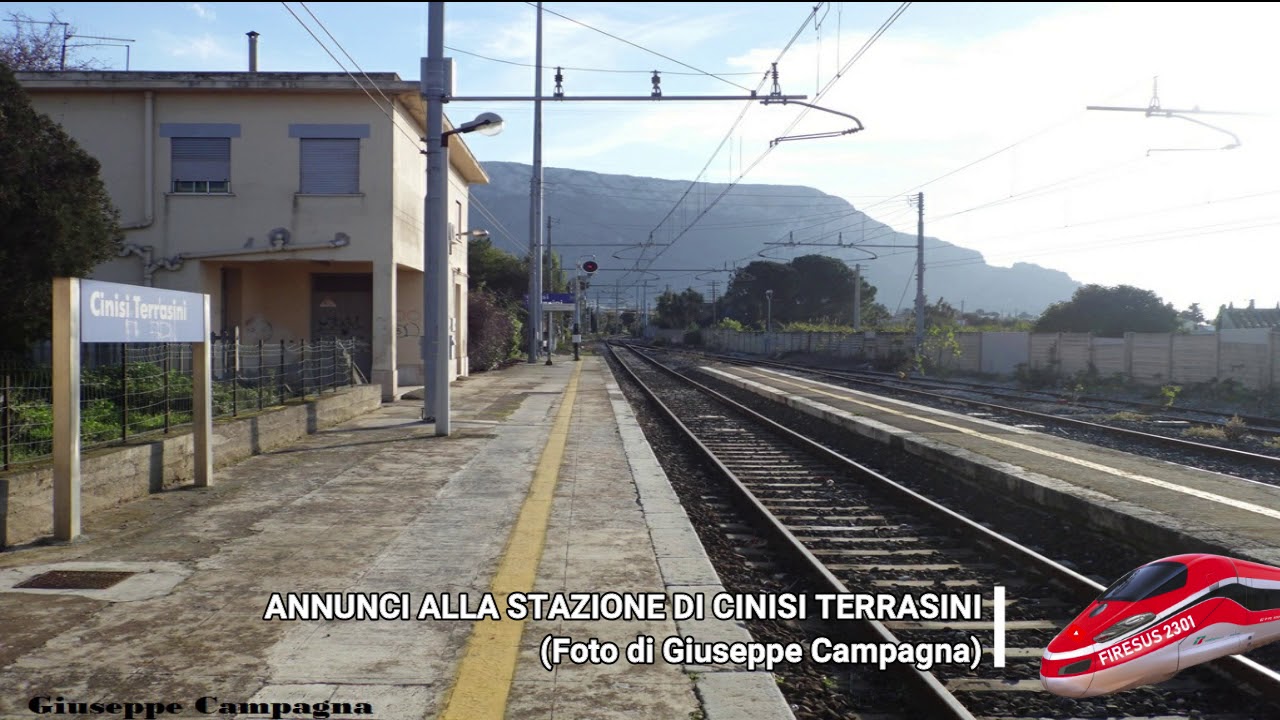 Annunci alla stazione di Cinisi Terrasini - YouTube