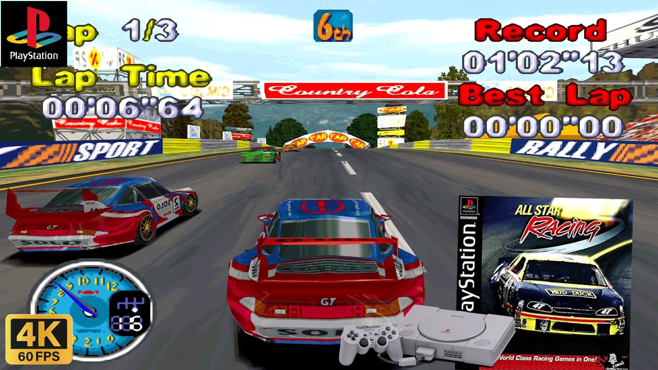 All Star Racing (2002) Sony PlayStation (PS1) Gameplay in HD～4K 60FPS ...